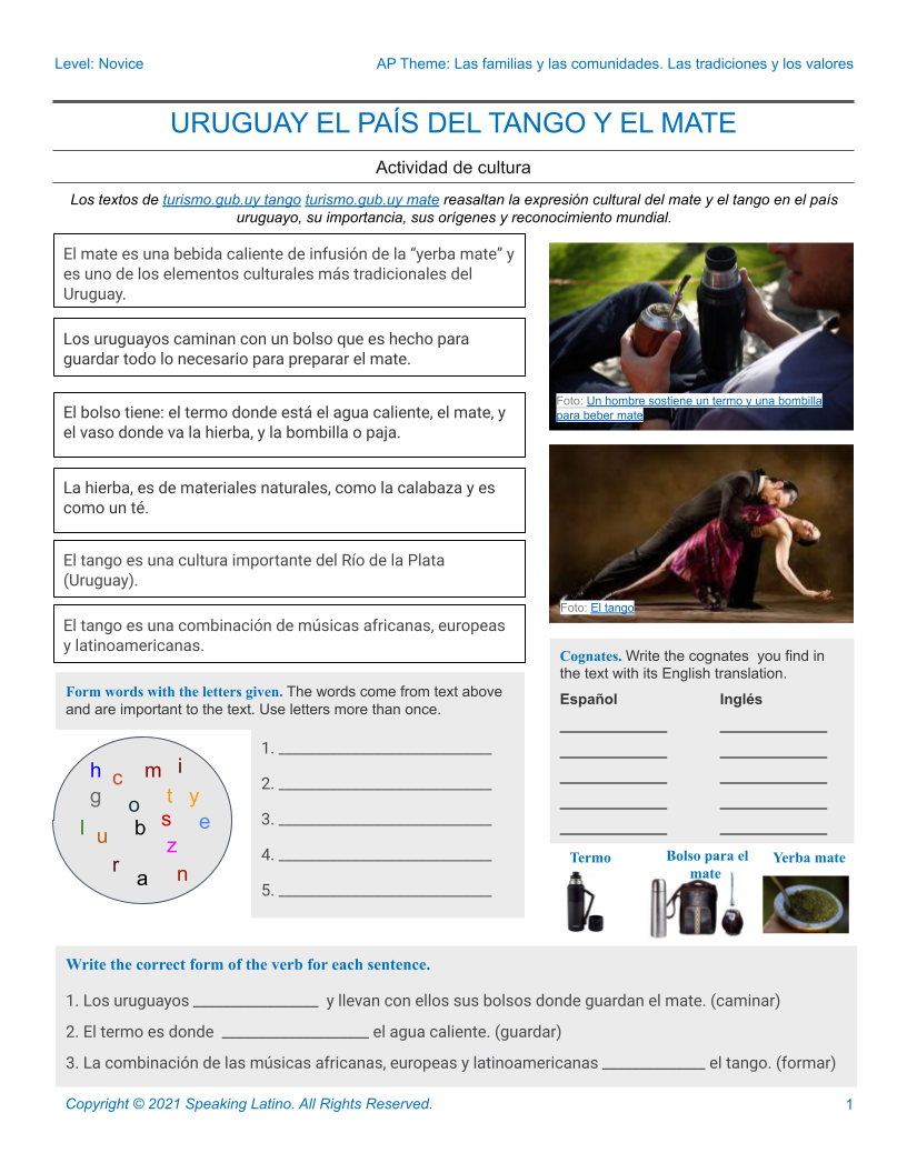 Scaffolded Cultural Activity Bundle