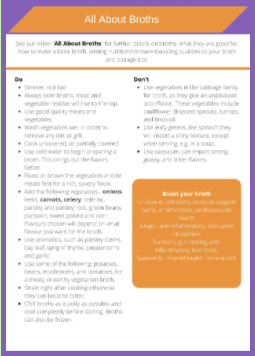 All about broth cheat sheet to print this out for a quick reference for