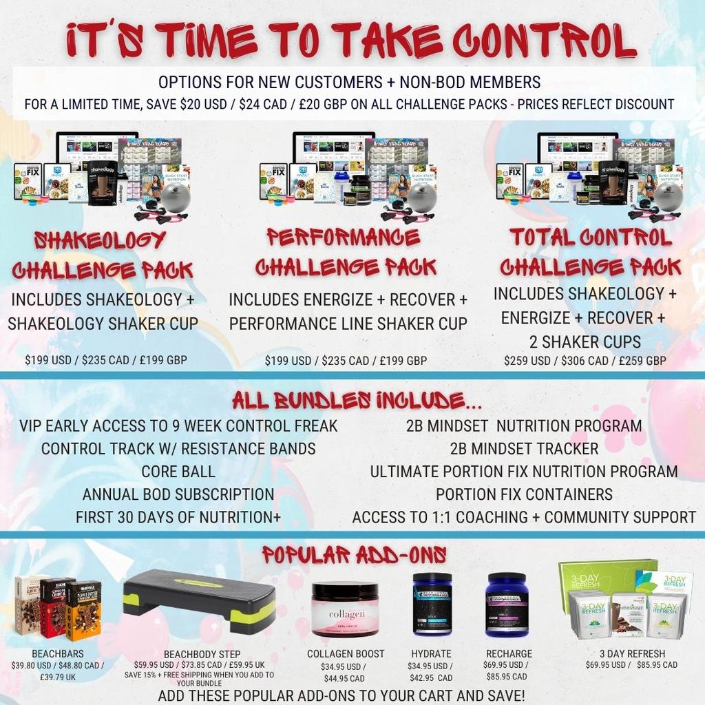 Below are the 9 Week Control Freak pack options available starting on ...