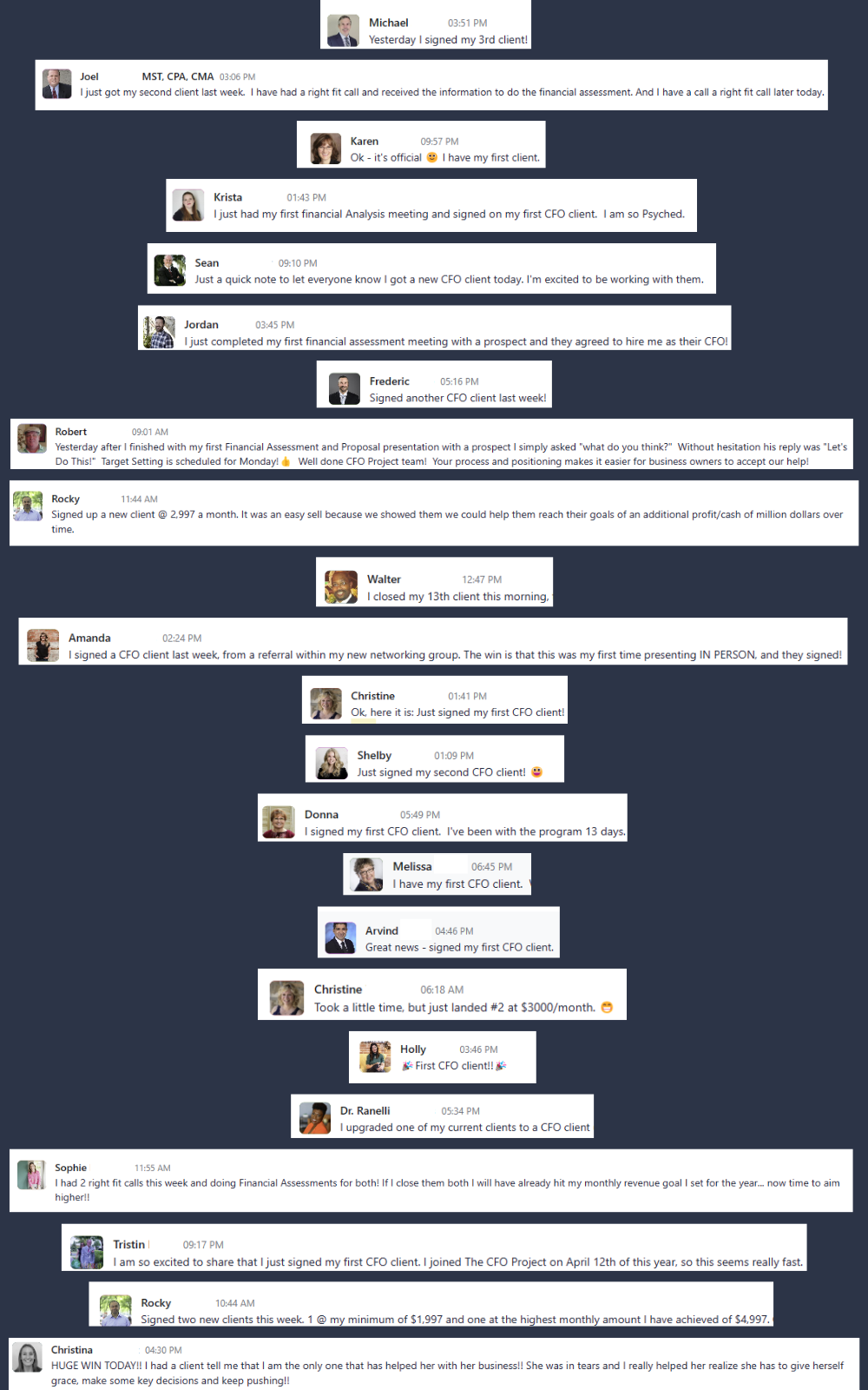 The CFO Project Membership