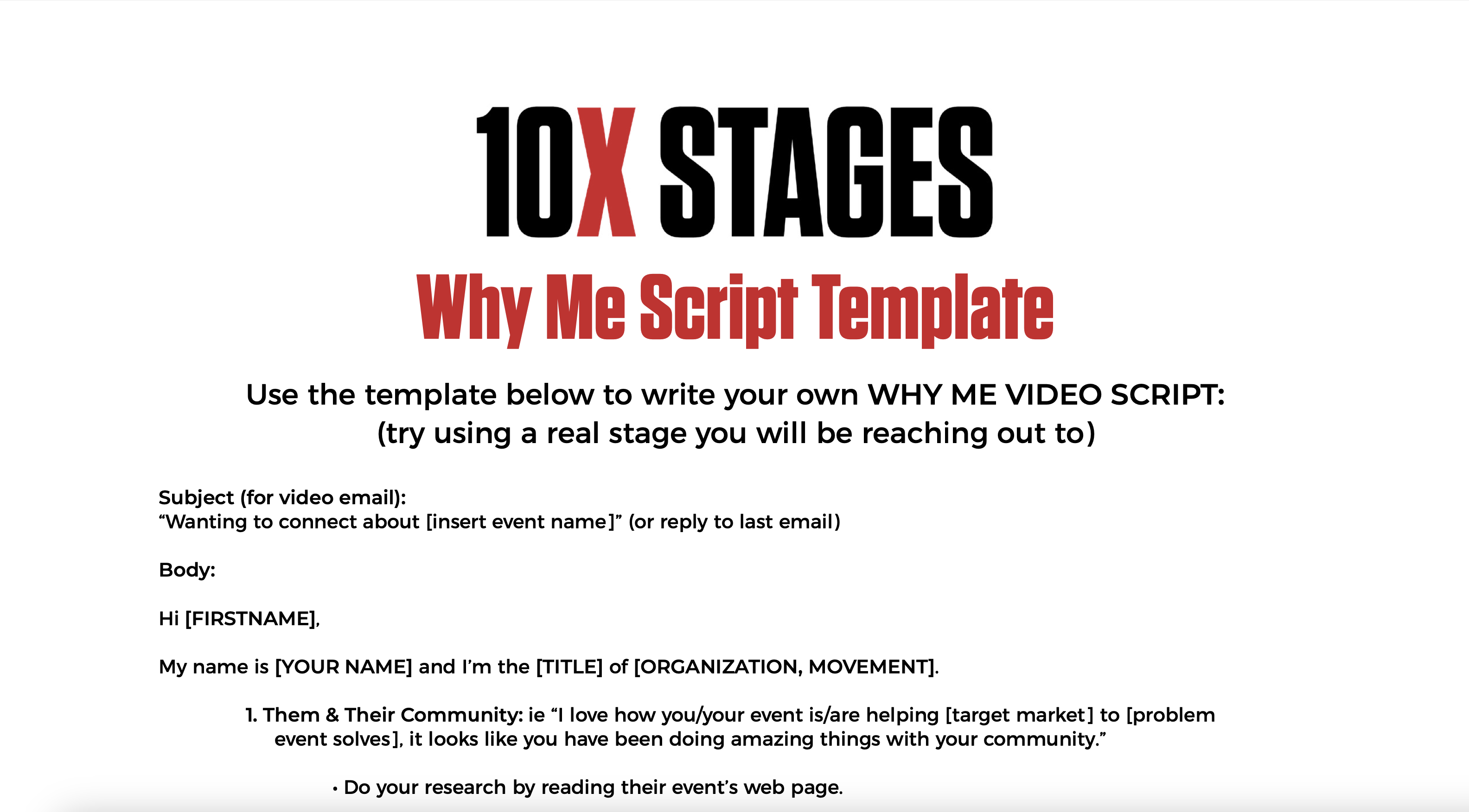 10X Stages | Workshop Resources