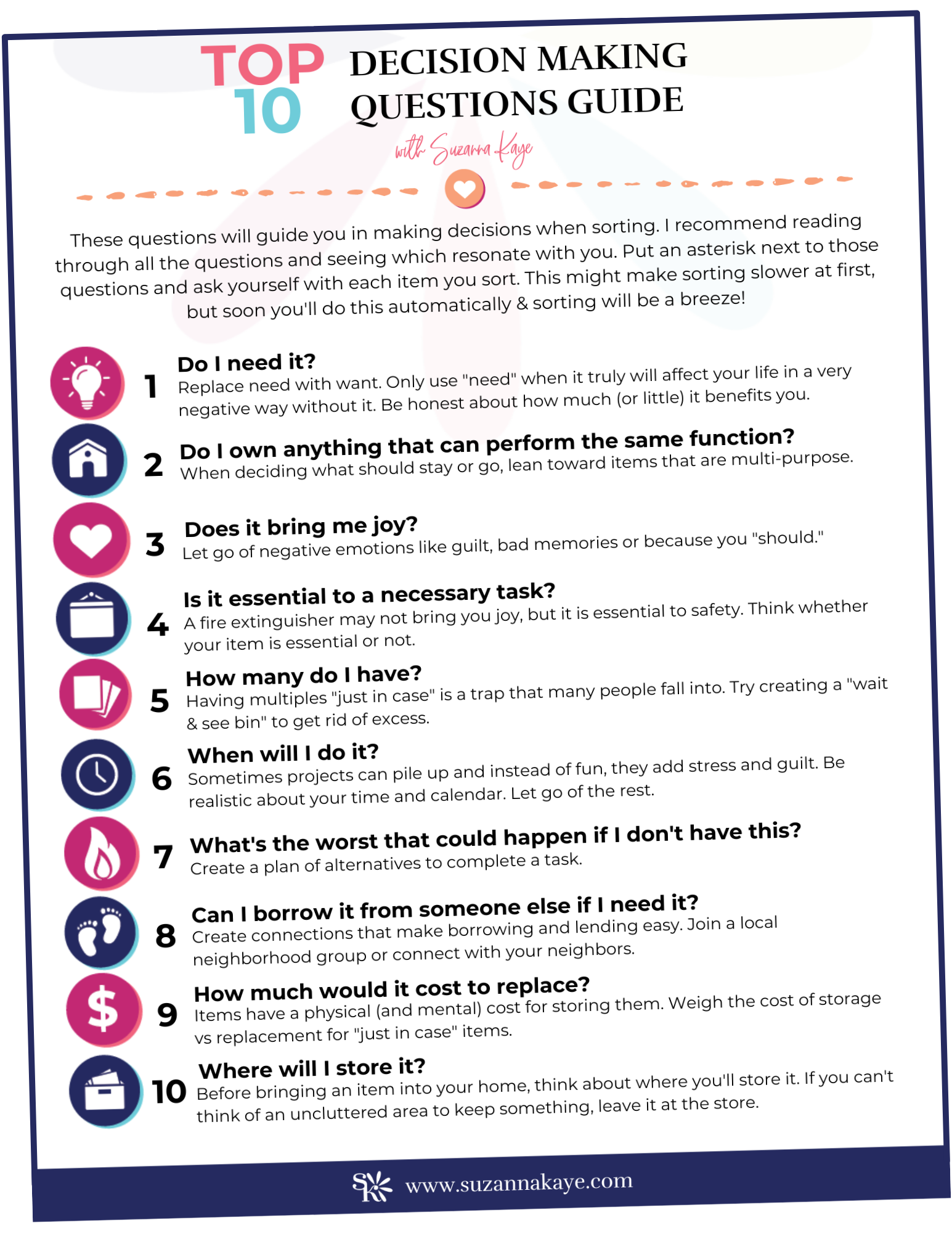 Suzanna Kaye's Top 10 Decision Making Questions