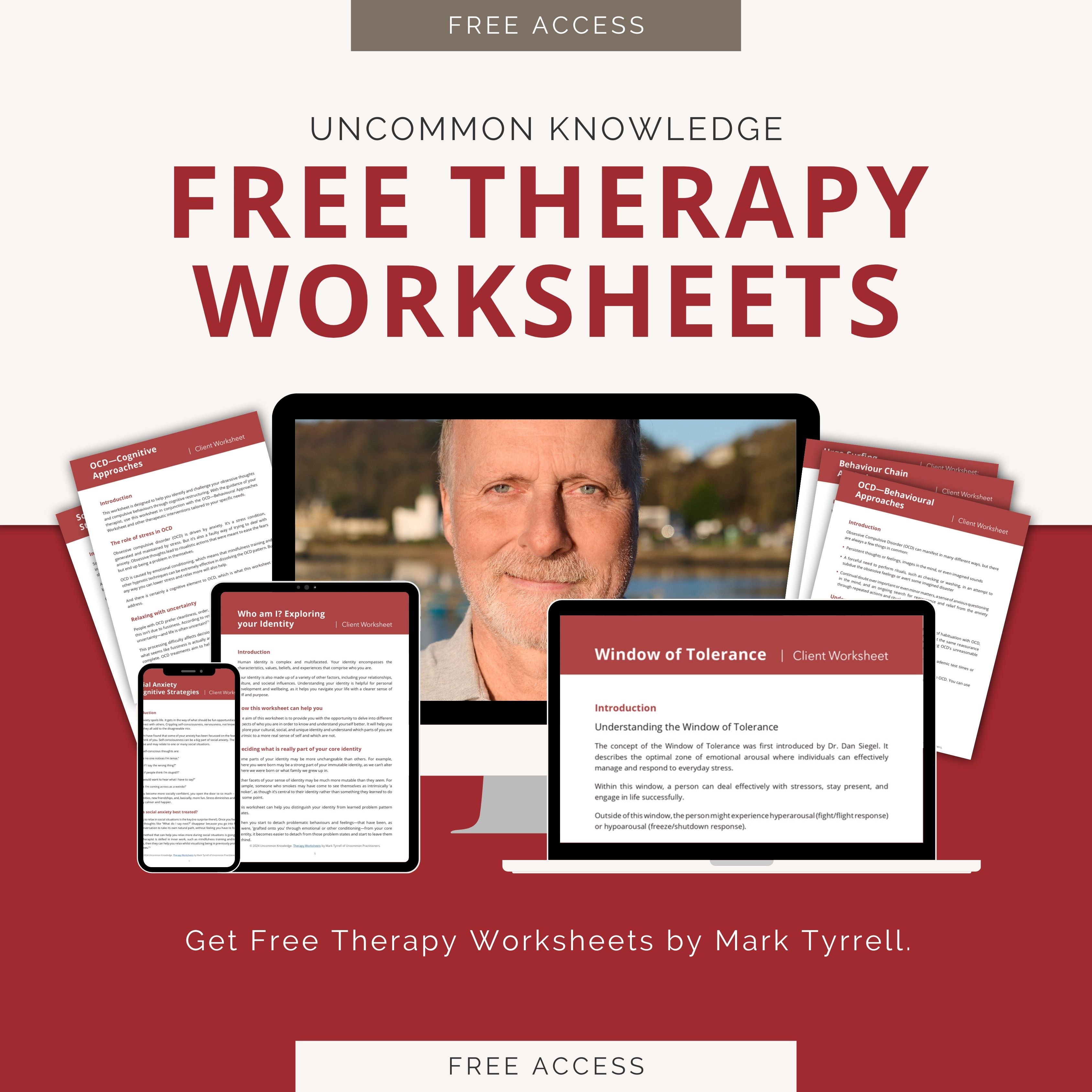 Free therapist worksheets from Uncommon Knowledge